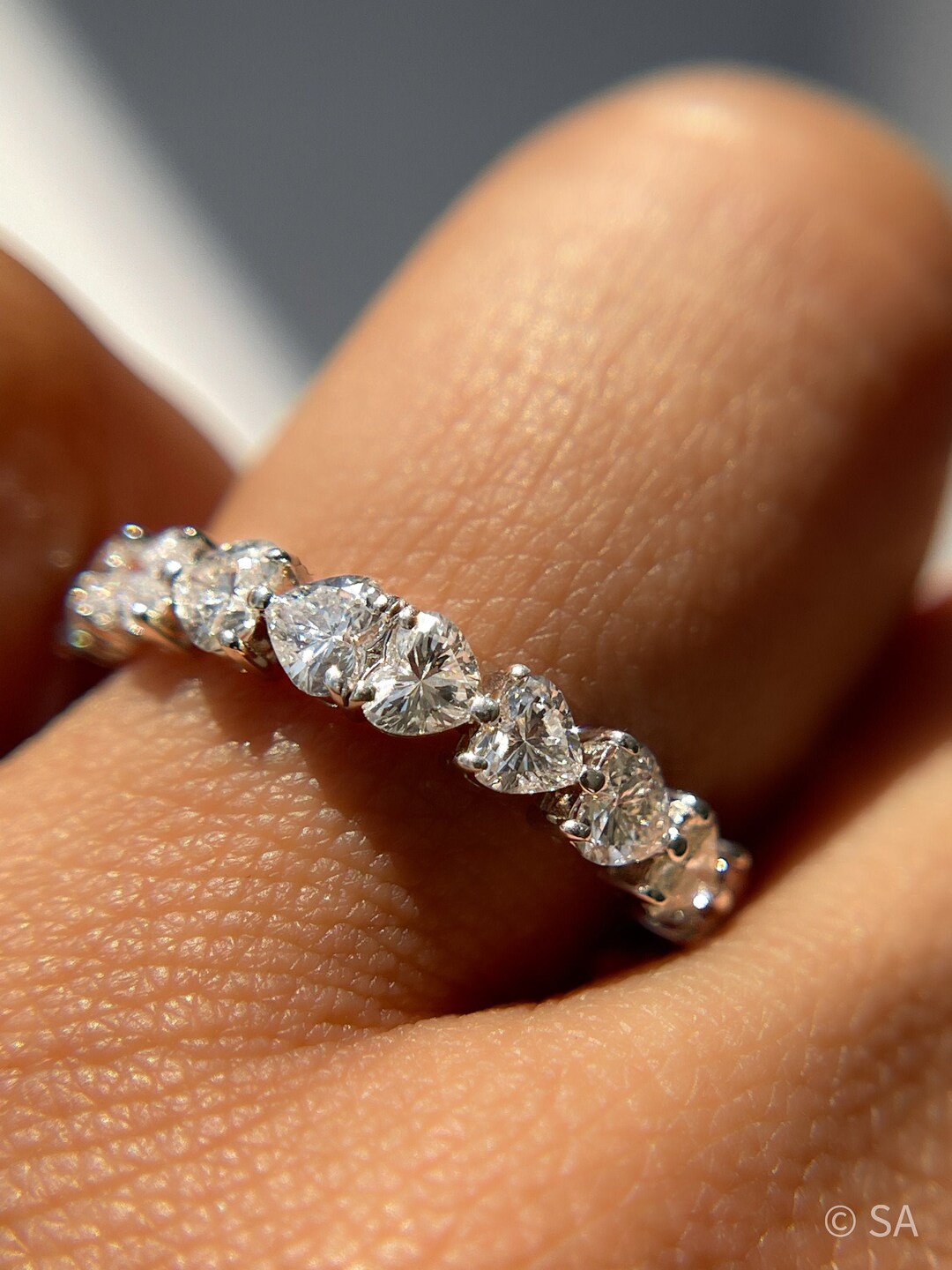 The Sweet Heart Ring Heart Shape Diamond Halfway Eternity - Etsy