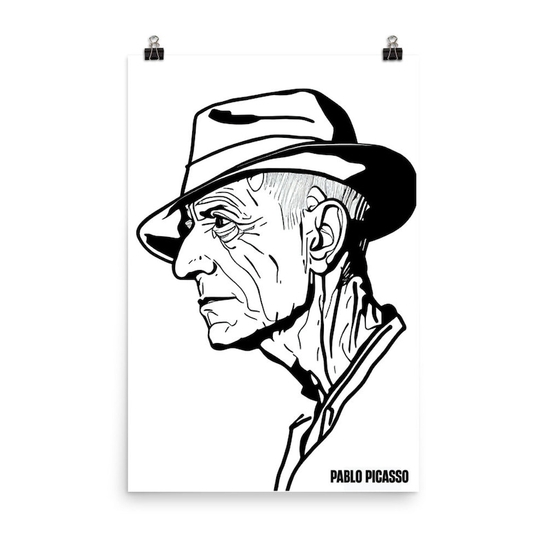 Pablo Picasso Black and White Minimalist Line Portrait 24 X 36 - Etsy