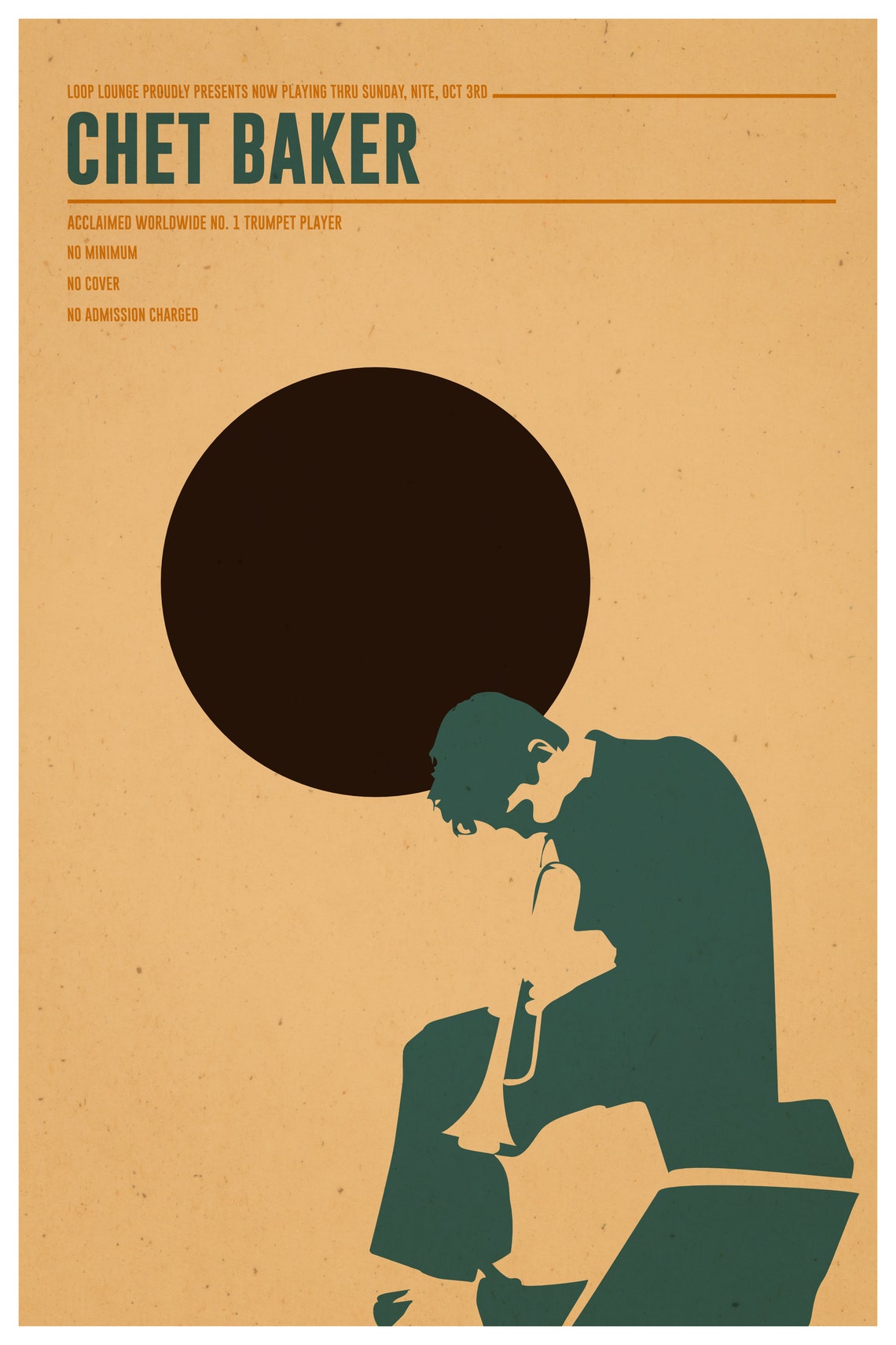 Chet Baker 1954 Loop Lounge Concert Poster Re-imagined 24 X 36 - Etsy