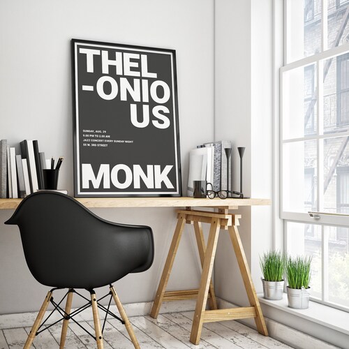 Thelonious Monk Big Typography Minimalist Poster 24 X 36 - Etsy