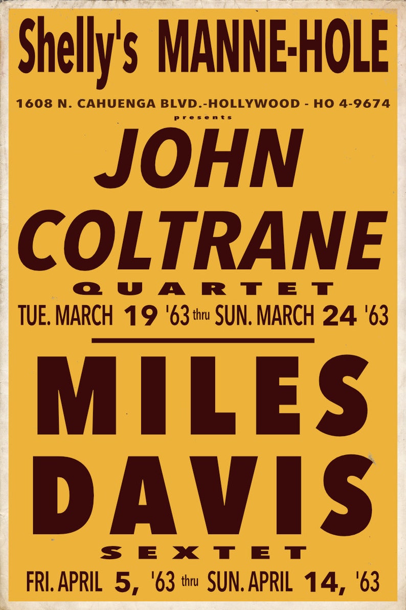 Miles Davis and John Coltrane Vintage Concert Poster Recreation 24 X 36 ...