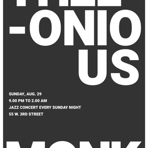 Thelonious Monk Big Typography Minimalist Poster 24 X 36 - Etsy