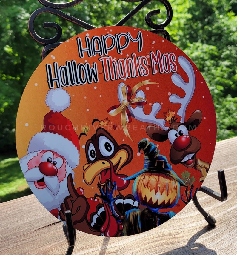 Happy Hallow Thank Mas Wreath Sign Hallowthankmas Sign | Etsy