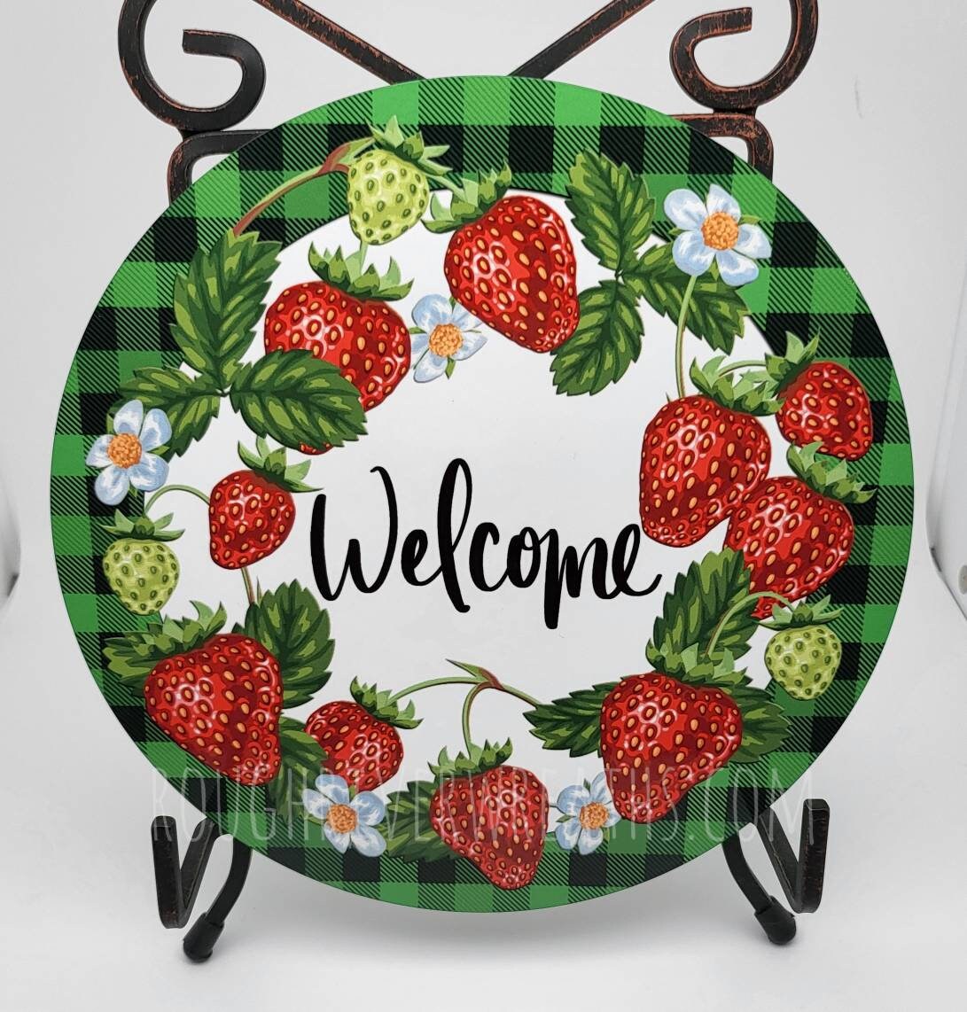 Strawberry Wreath Sign Strawberry Sign Welcome Wreath Sign - Etsy