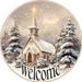 White Church in the Snow Aluminum Wreath Sign, Winter Sign, Christmas ...