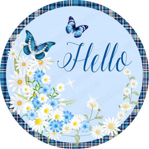 Daisy and Butterfly Welcome Wreath Sign, Colorful Butterfly Wreath Sign ...