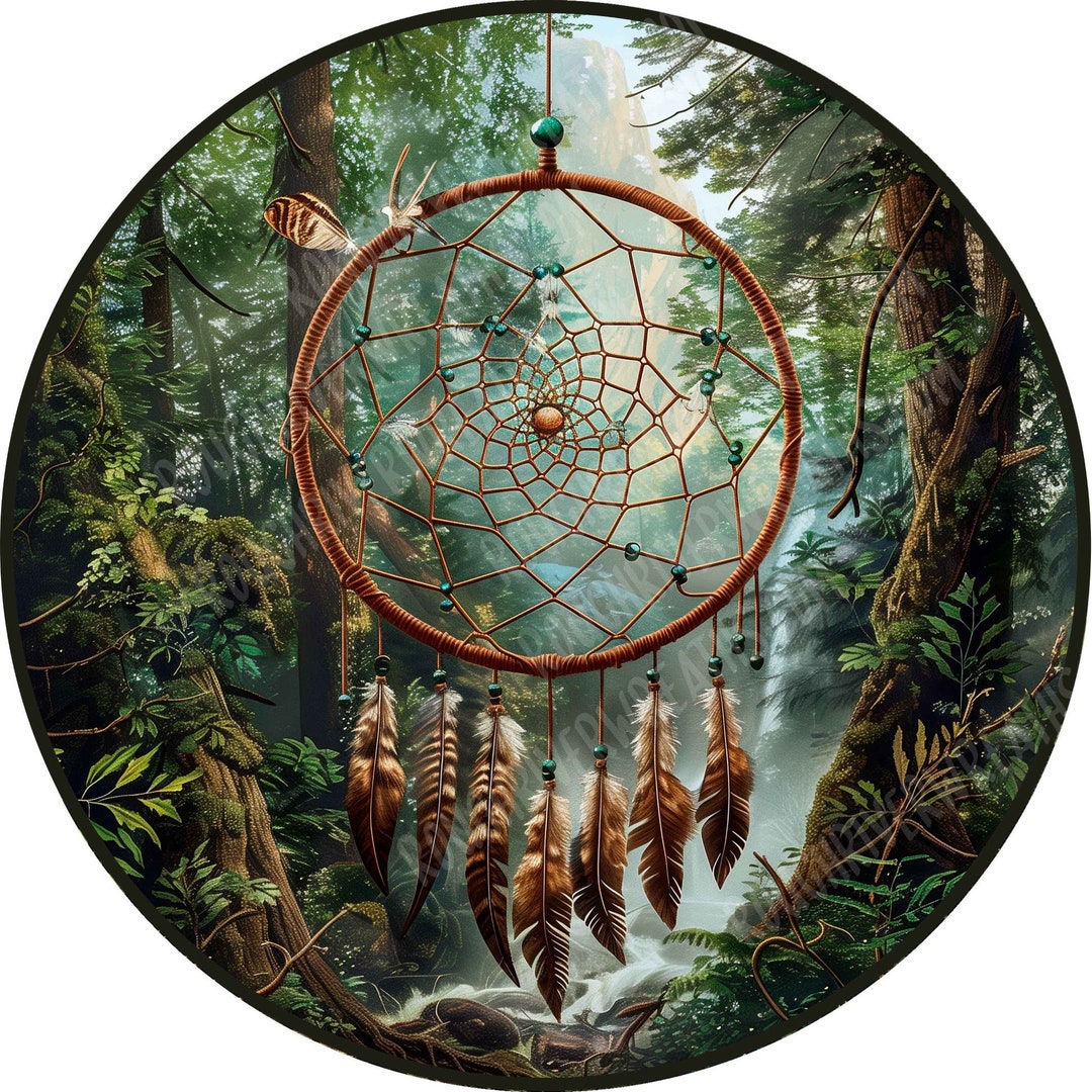 Dreamcatcher Wreath Sign, Waterfall Sign, Native American Wreath Sign ...