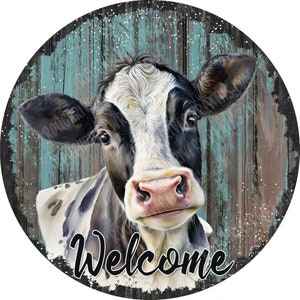 Cow Wreath Sign Holstein Cow Sign Farmhouse Sign Cow Decor - Etsy