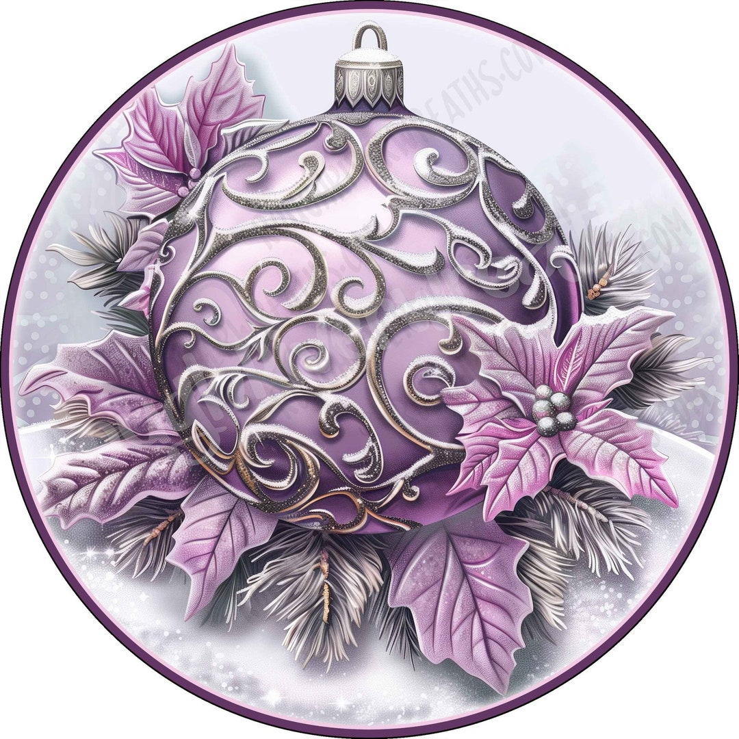 Ornament Sign, Purple Ornament Wreath Sign, Bauble Sign, Aluminum Sign ...