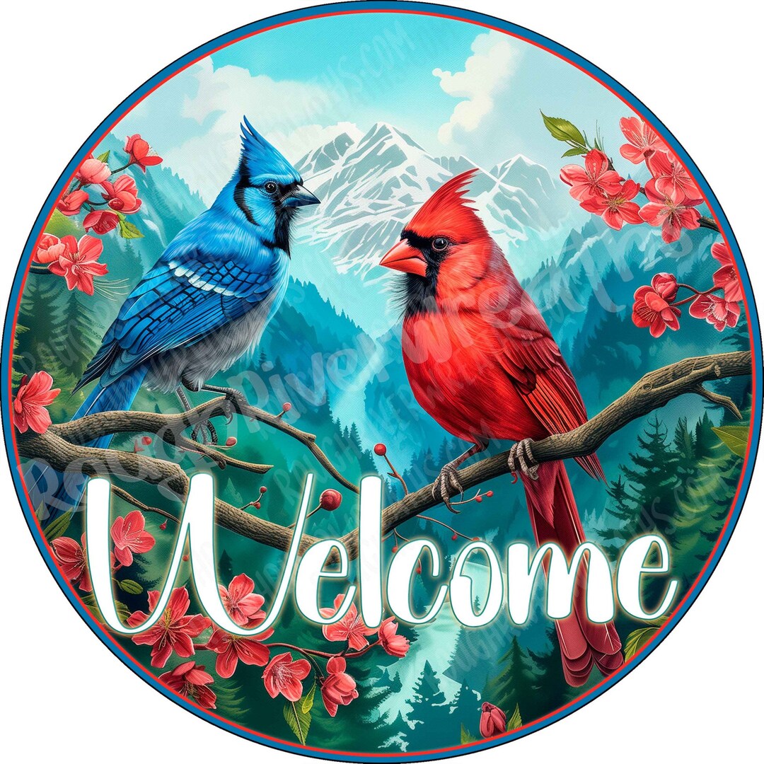 Cardinal Wreath Sign, Wreath Sign, Blue Jay Sign for Wreath, Aluminum ...