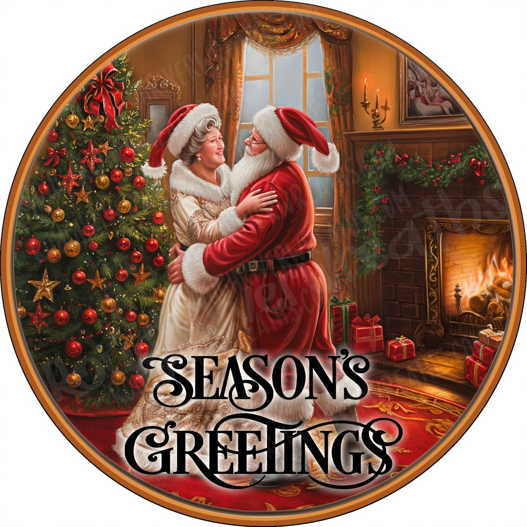 Santa Dancing With Mrs Claus Wreath Sign, Mrs. Claus and Santa Wreath ...