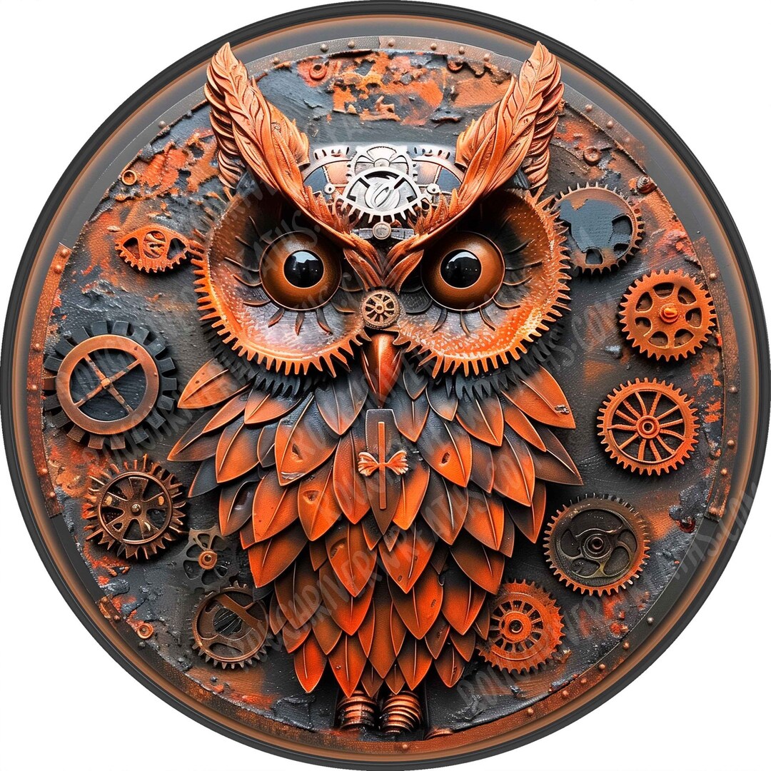 Owl Wreath Sign, Owl Sign, Steampunk Owl Wreath Sign, Cute Owl Sign ...