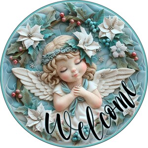 Angel Wreath Sign, Christmas Angel Wreath Sign, Religious Christmas ...