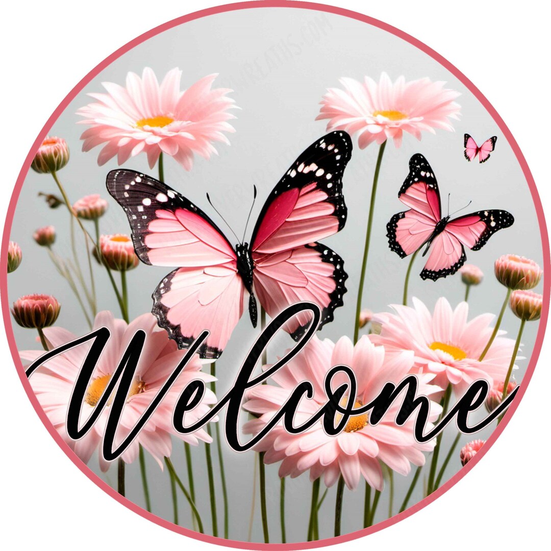 Welcome Butterfly Wreath Sign, Welcome Wreath Sign, Daisy Wreath Sign ...