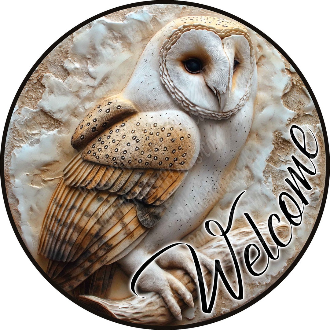 Owl Welcome Sign, Owl Sign, Cute Owl Sign, Barn Owl Sign, Aluminum Sign ...