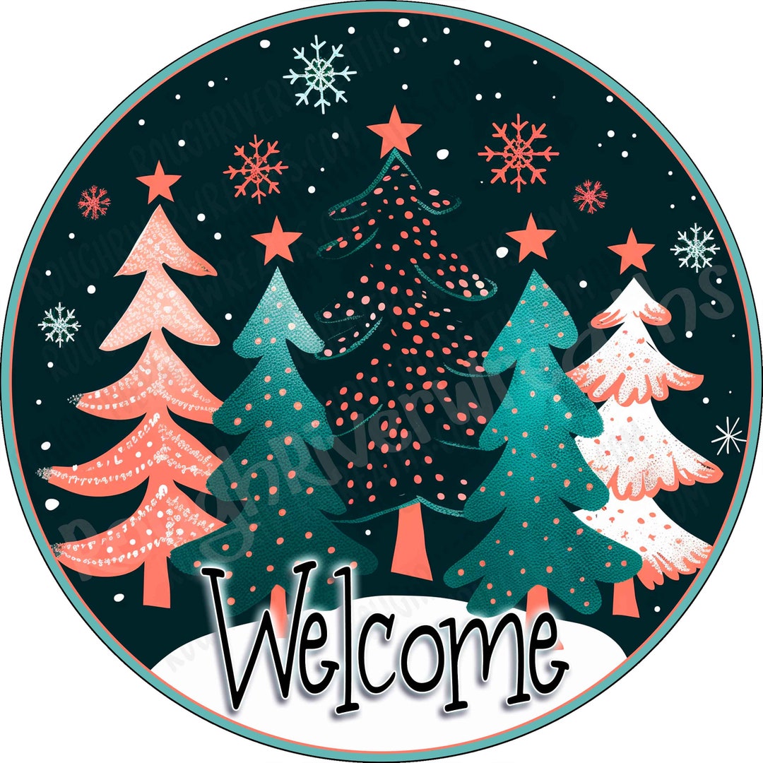 Christmas Trees Wreath Sign, Christmas Accent Sign, Holiday Sign ...
