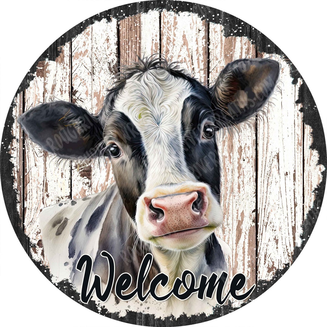 Cow Wreath Sign Holstein Cow Sign Farmhouse Sign Cow Decor - Etsy