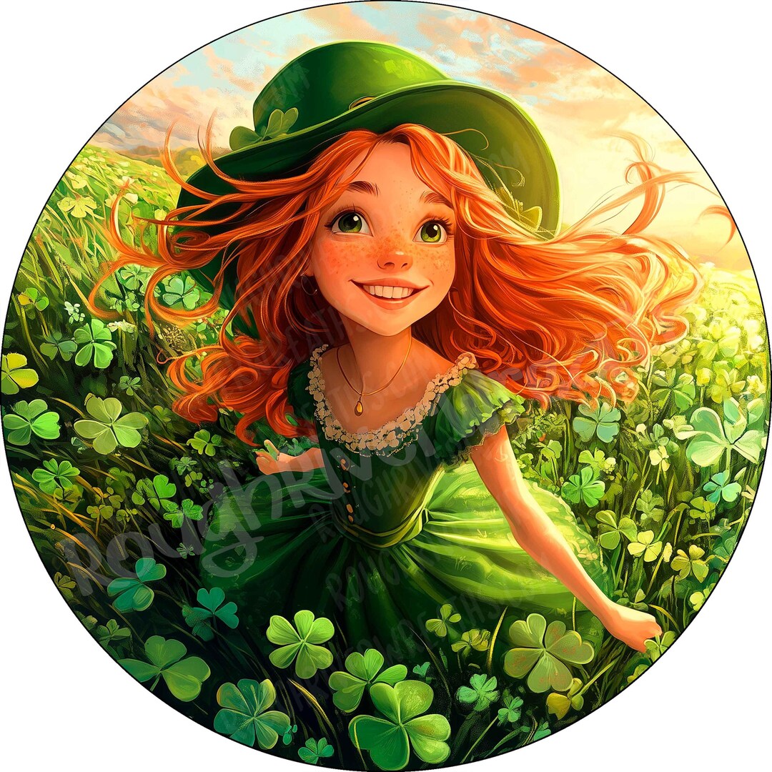 DIGITAL - PNG Cute St Patrick's Girl - Round Digital File - Wreath Sign ...