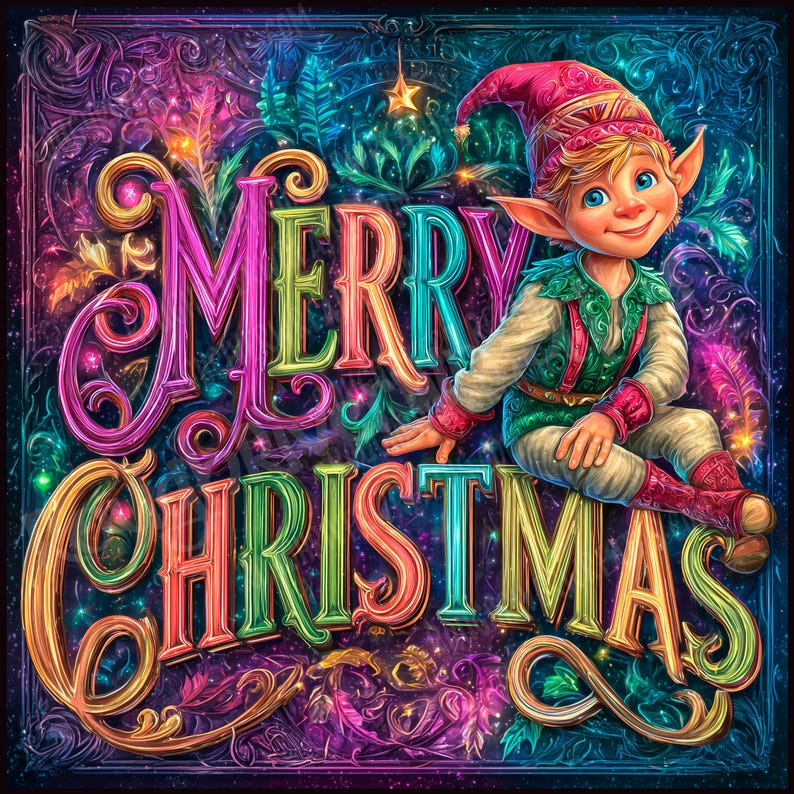 Merry Christmas Elf Wreath Sign - 12x12 Square Elf Sign - Aluminum Sign ...