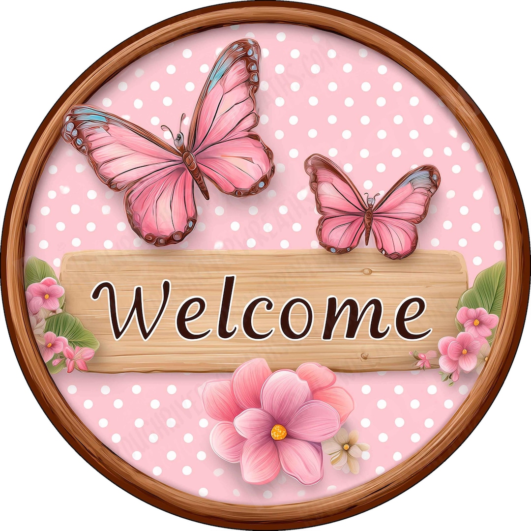 Polka Dot Butterfly Aluminum Wreath Sign, Welcome Wreath Making, DIY - Etsy