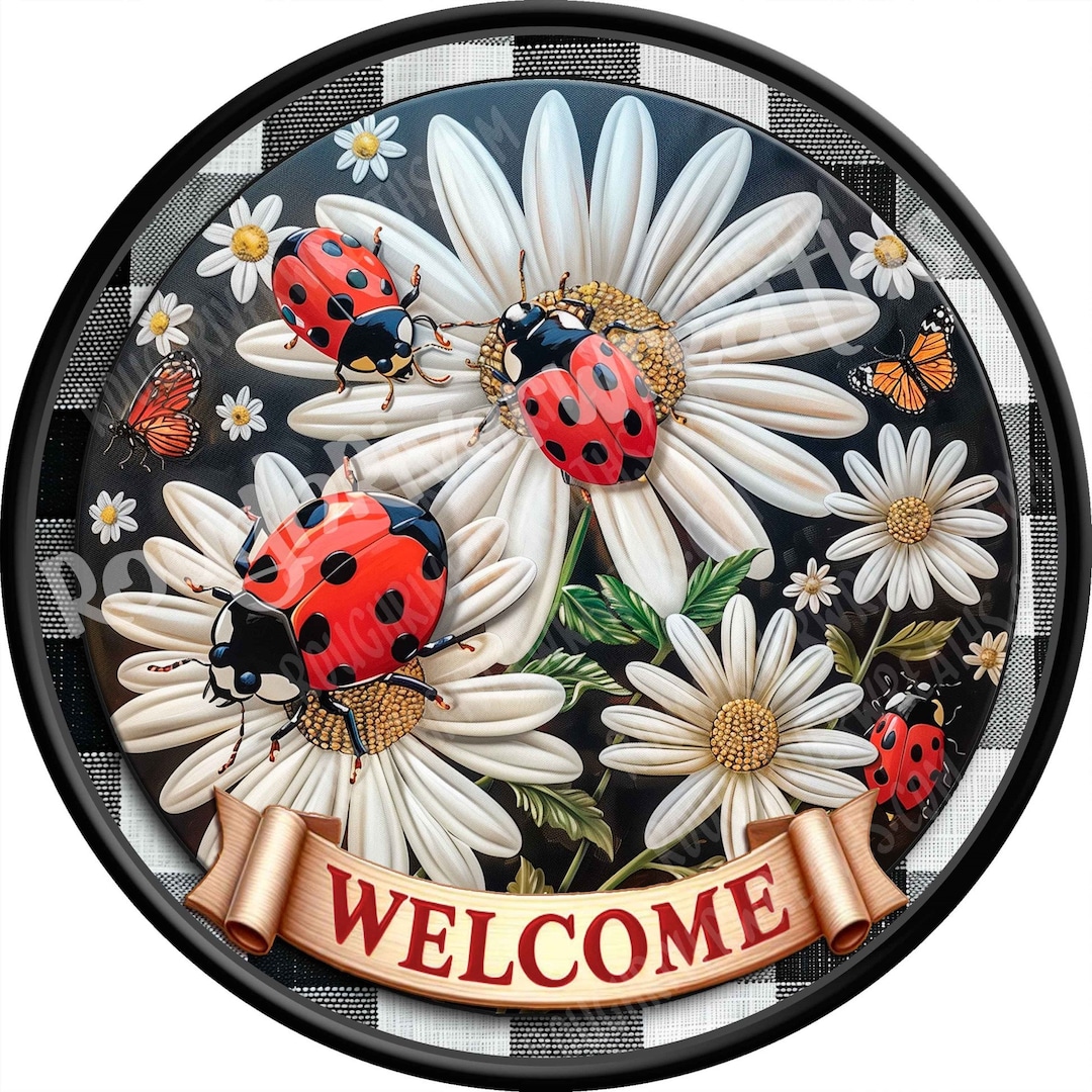 Ladybug Wreath Sign, Whimsical Ladybug Sign, Wreath Sign Ladybug ...