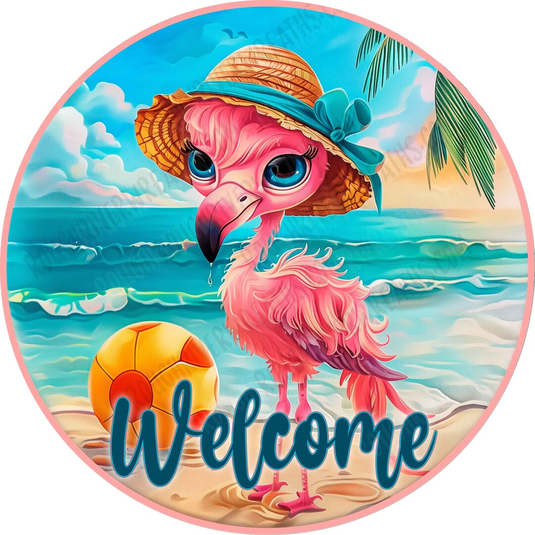 Baby Flamingo Wreath Sign: Handmade Aluminum Metal Decor - Etsy