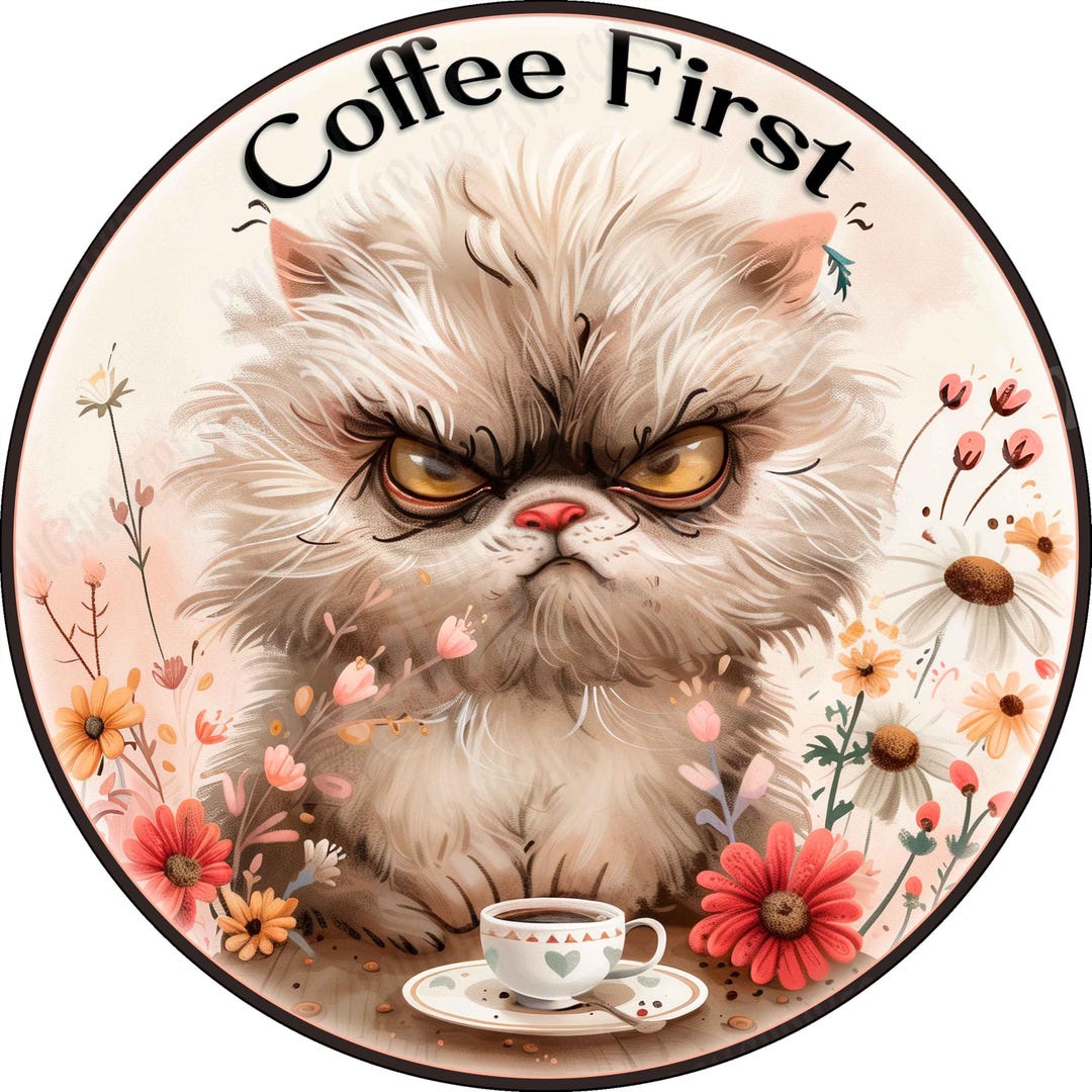 Grumpy Cat Coffee First Wreath Sign, Welcome-ish Wreath Sign, Cat ...