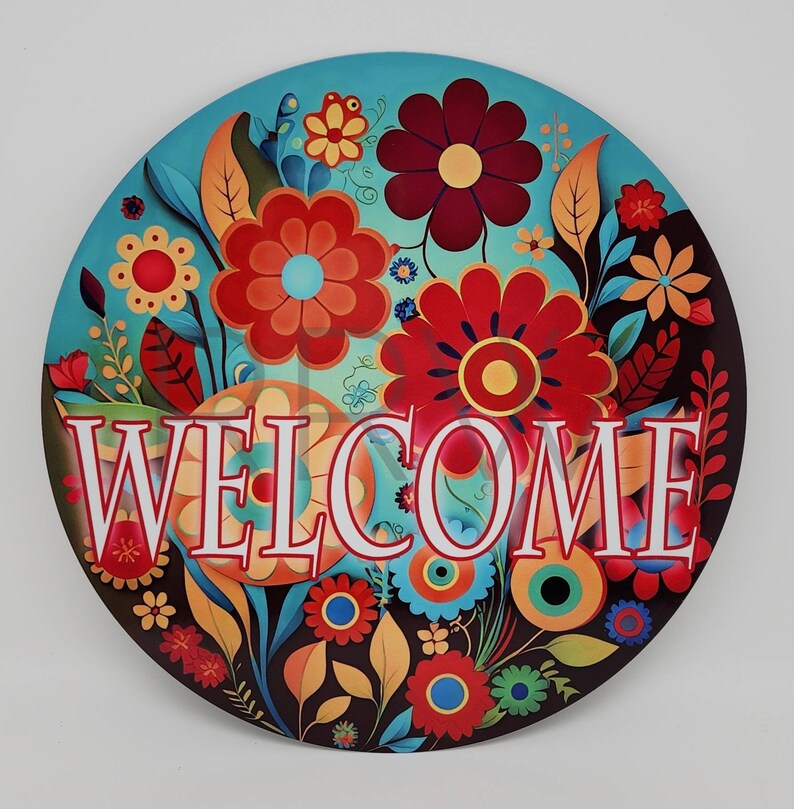 Floral Welcome Wreath Sign Colorful Welcome Wreath Sign - Etsy