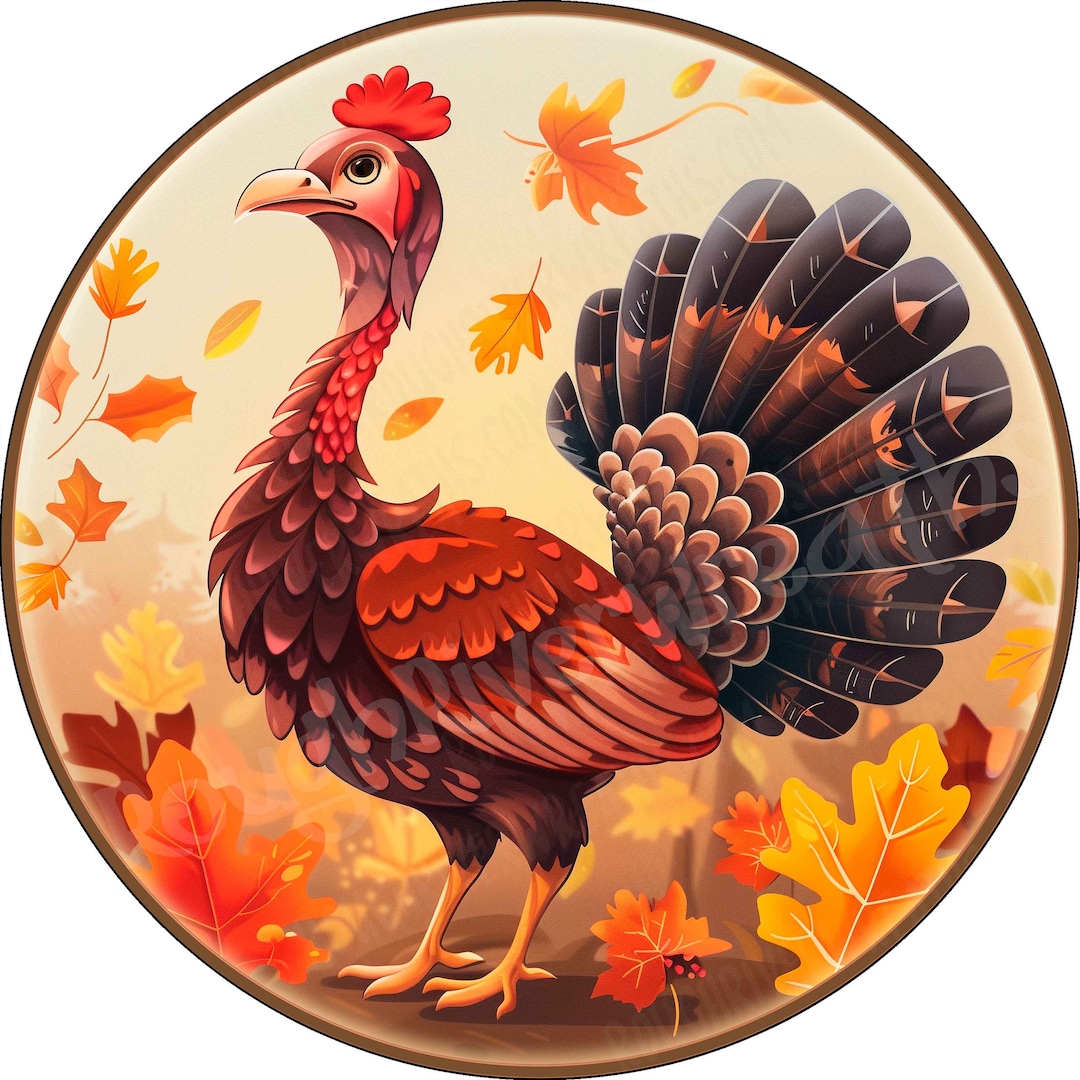 Cute Turkey Wreath Sign, Aluminum Sign for Wreath, Fall Wreath Sign ...