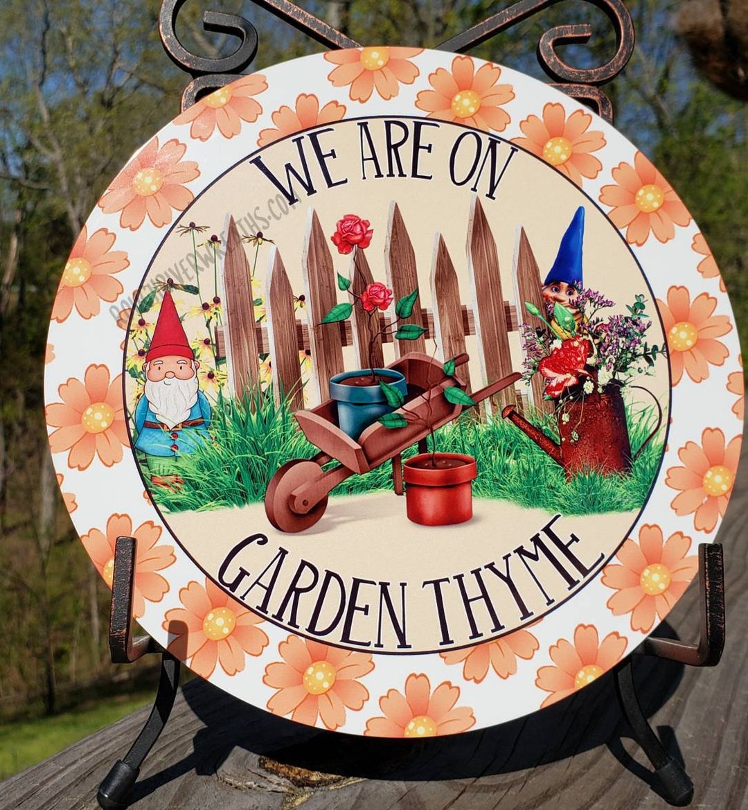 Garden Gnome Wreath Sign Gnome Wreath Sign Garden Sign - Etsy