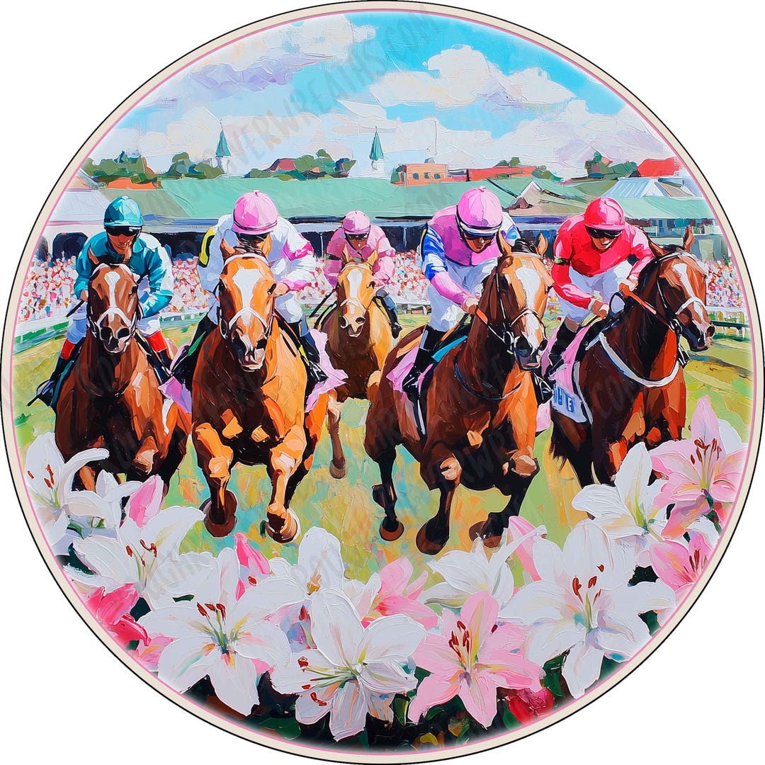 Horse Racing Wreath Sign, Run for the Lilies Sign, Horse Sign ...