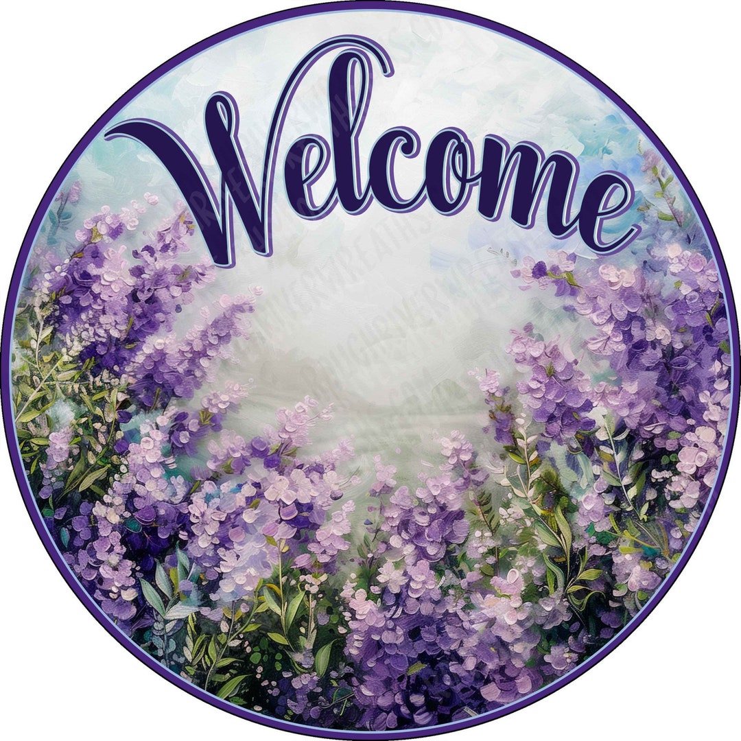 Lavender Welcome Wreath Sign, Colorful Welcome Wreath Sign, Welcome ...