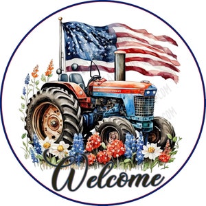 Patriotic Tractor Wreath Sign Sign With Flag America Sign - Etsy