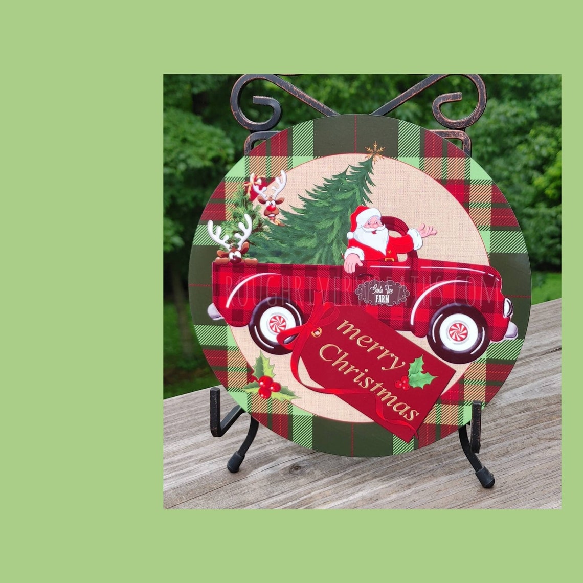 Santa Reindeer Truck Wreath Sign Santa Sign Reindeer Sign - Etsy