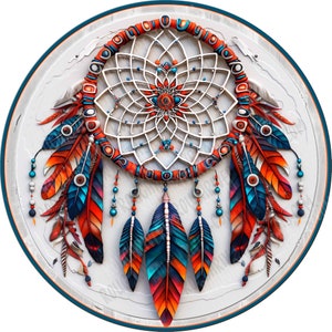 Dreamcatcher Wreath Sign, Colorful Welcome, Native American Wreath Sign ...