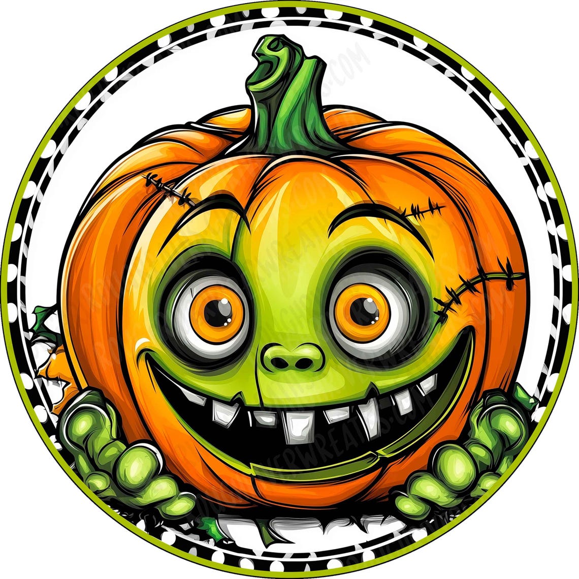 Cute Monster Pumpkin Wreath Sign, Trick or Treat Sign, Jack-o-lantern ...