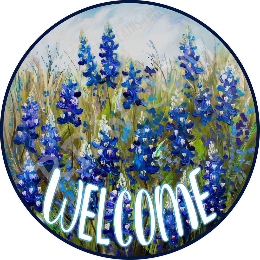 Blue Bonnet Wreath Sign, Farmhouse Sign, Colorful Wreath Sign, Wreath ...