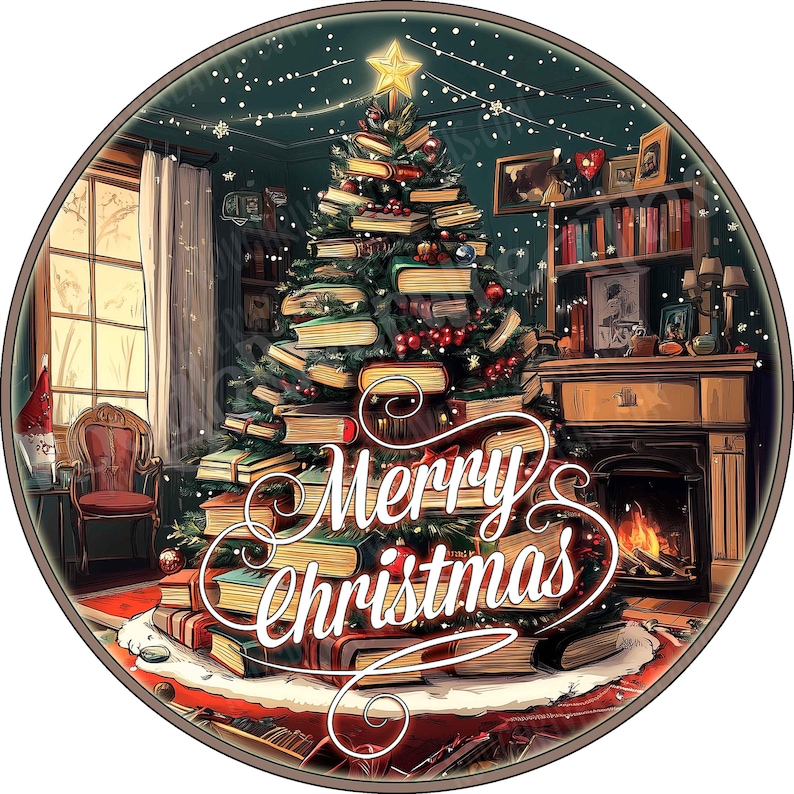 Book Christmas Wreath Sign, Christmas Tree Sign, Christmas Sign ...