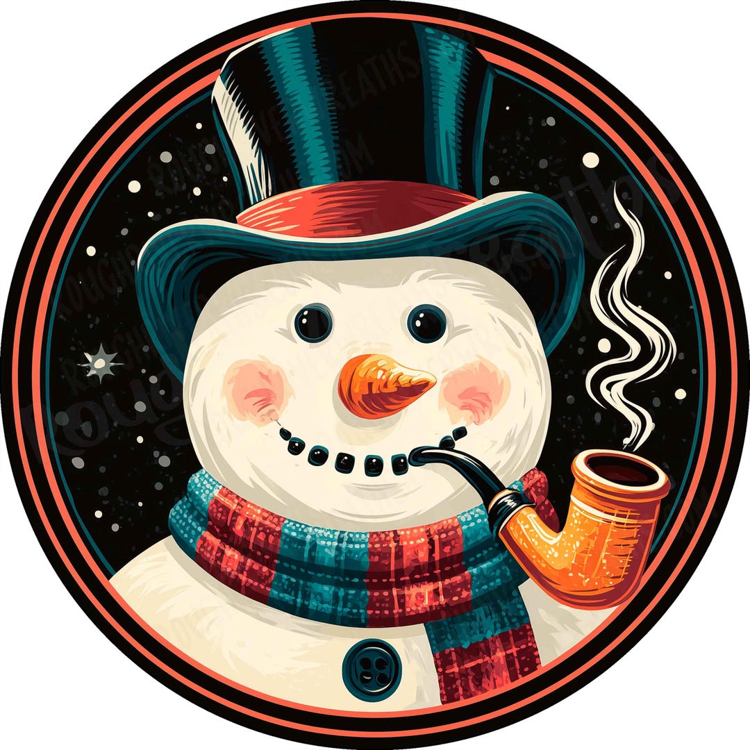 Adorable Snowman With a Pipe Wreath Sign, Snowman, Christmas Snowman ...