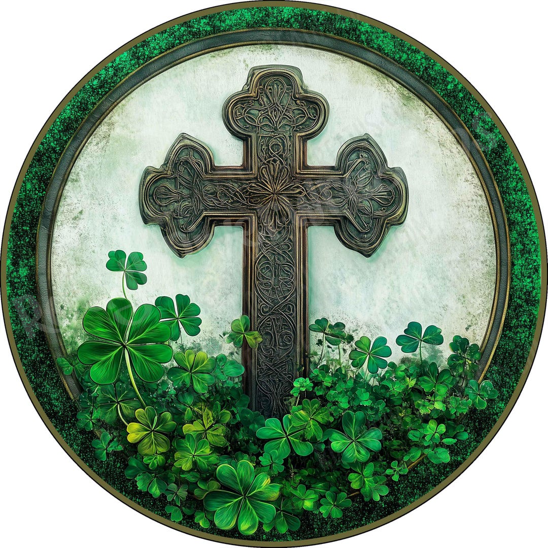 Celtic Cross With Clovers Wreath Sign, St. Patrick's Day Sign, Sign ...