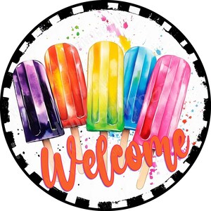 Colorful Summer Popsicle Wreath Sign, Popsicle Sign, Sweet Treat Sign ...