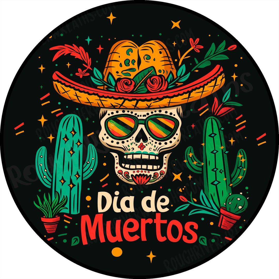 Dia De Muertos Wreath Sign, Sugar Skull Sign, Skeleton Sign, Halloween ...