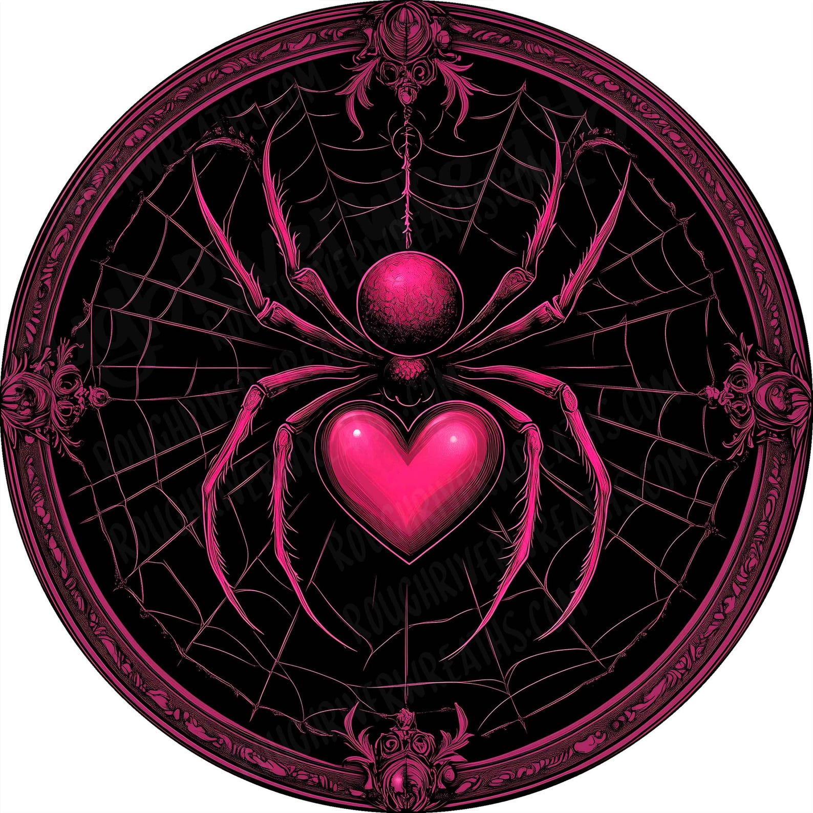 DIGITAL - PNG Hot Pink Spider - Round Digital File - Wreath Sign ...