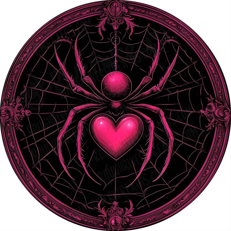 DIGITAL - PNG Hot Pink Spider - Round Digital File - Wreath Sign ...