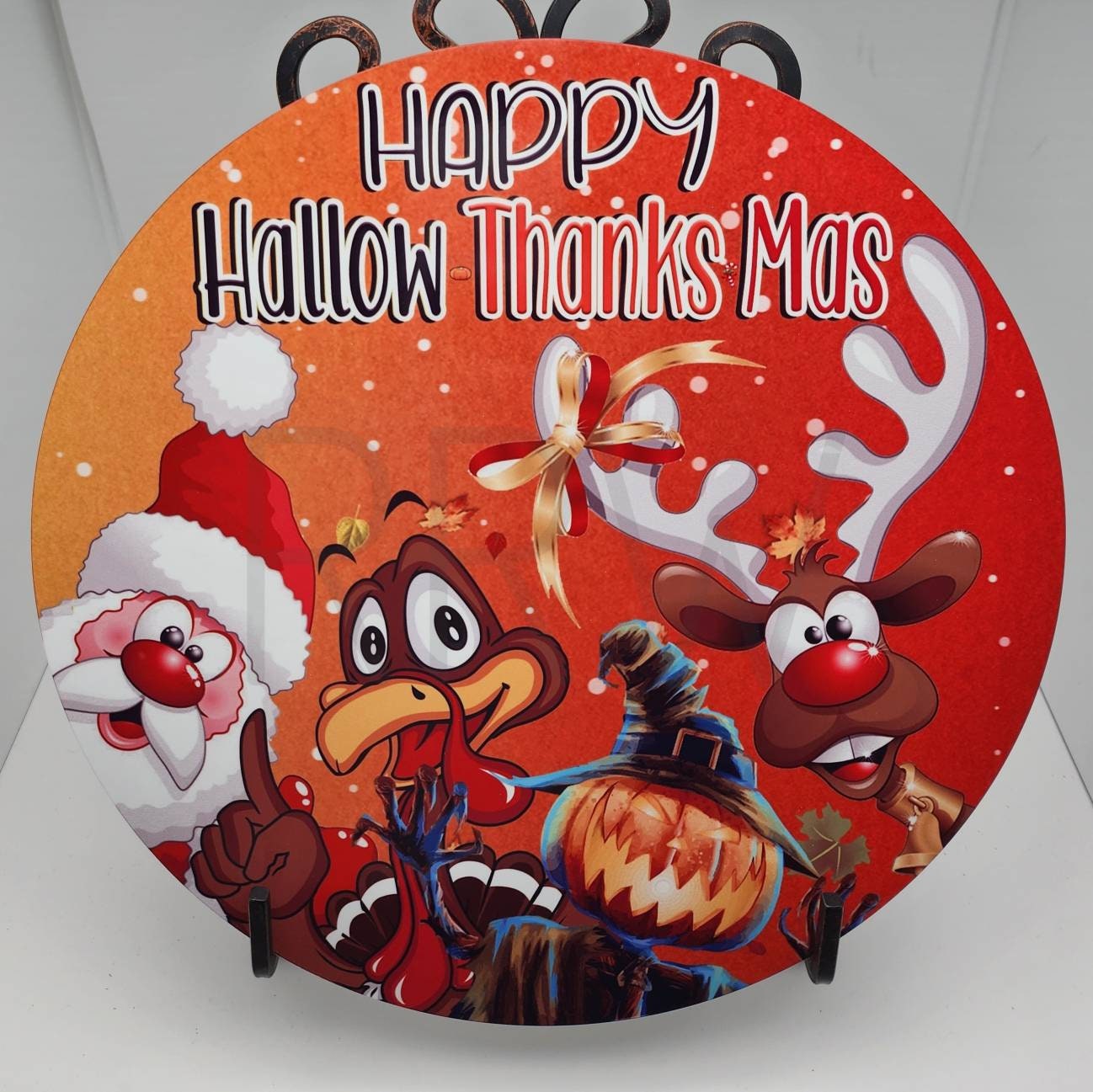 Happy Hallow Thank Mas Wreath Sign Hallowthankmas Sign - Etsy