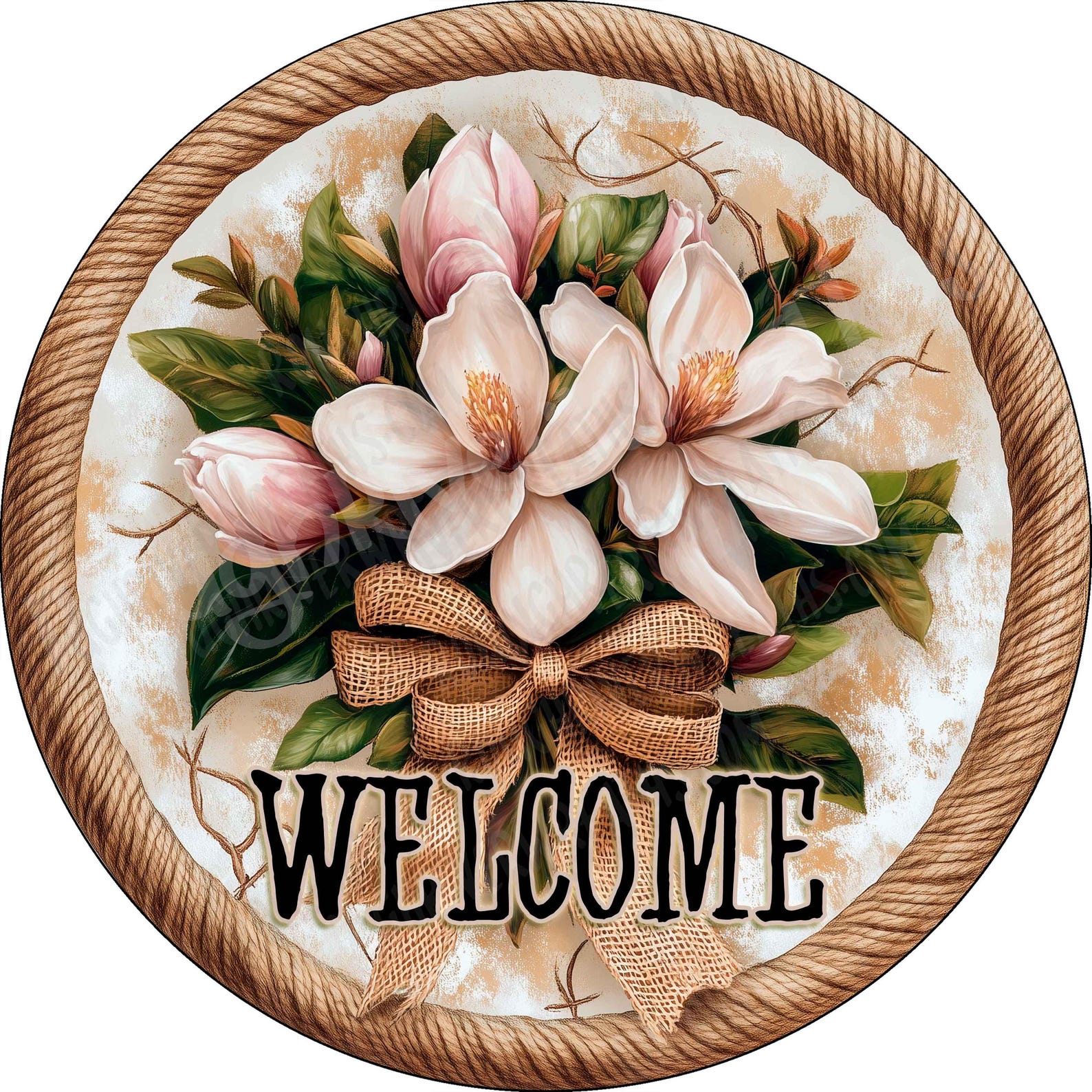 Magnolia Wreath Sign, Farmhouse Magnolia Wreath Sign, Aluminum Sign for ...