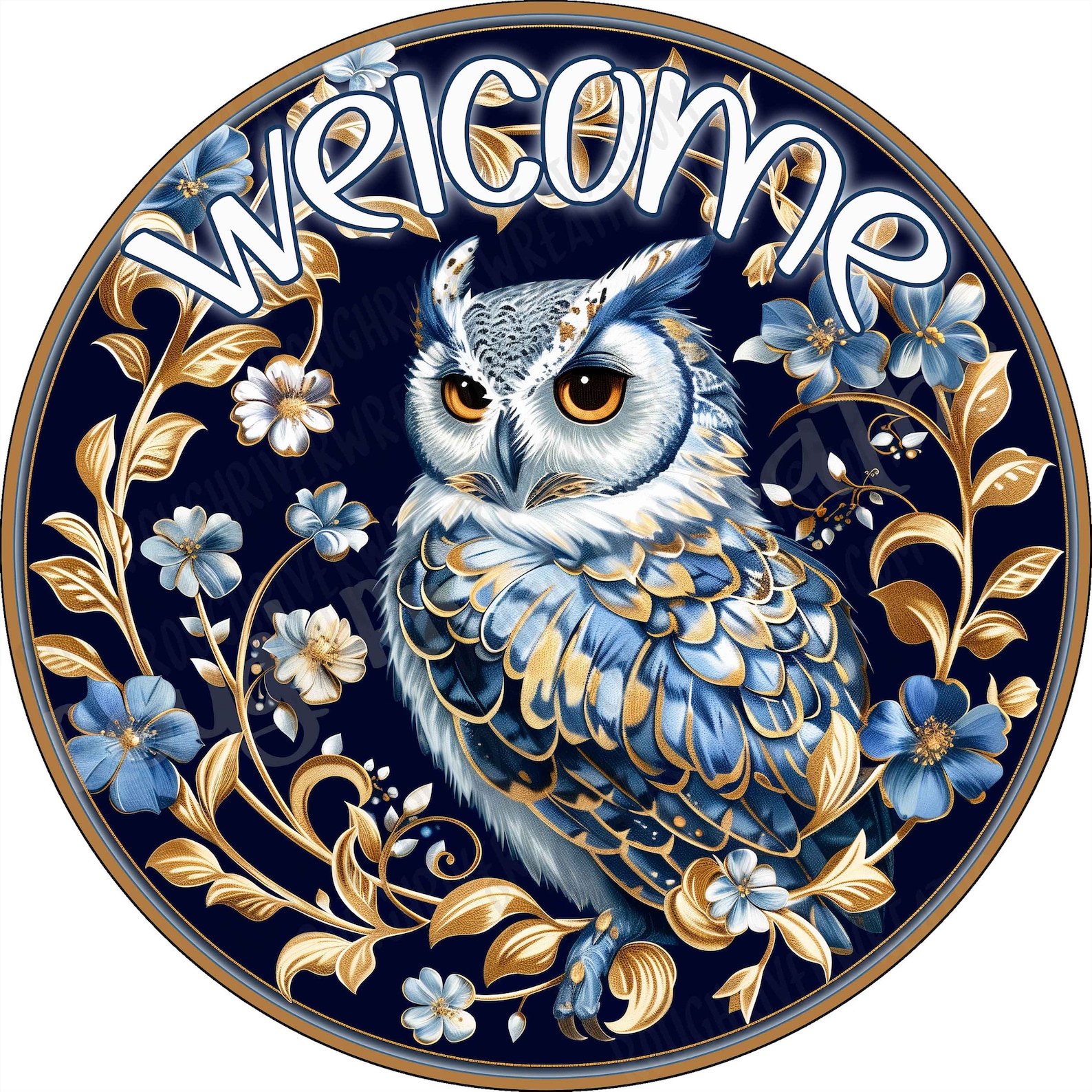 Owl Welcome Sign, Owl Sign, Victorian Owl Wreath Sign, Ornate Owl Sign ...