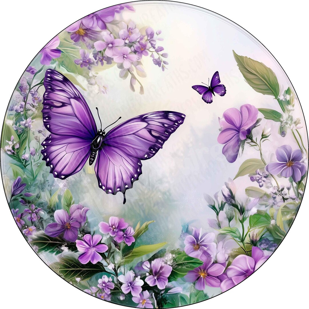 DIGITAL - PNG Purple Butterfly - Round Digital File - Wreath Sign ...