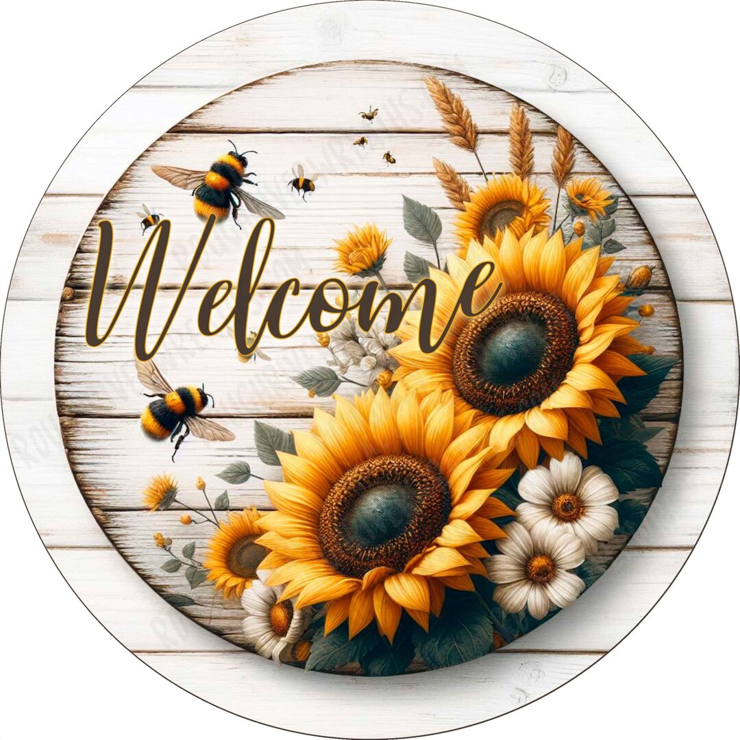 Sunflower Wreath Sign, Wreath Sign With Sunflower, Sunflower Decor ...