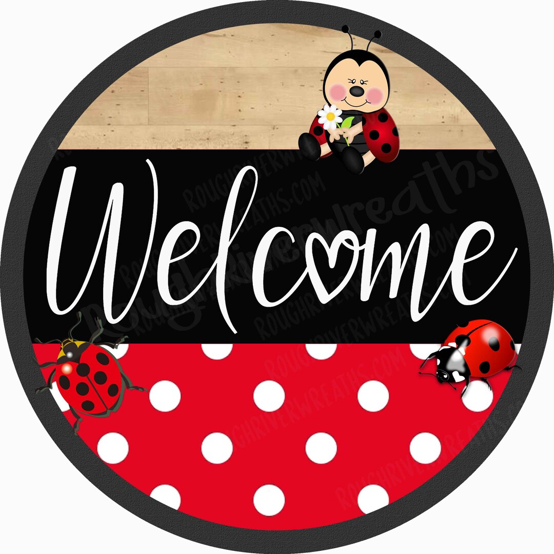 Cute Ladybug Sign, Whimsical Ladybug Sign, Ladybug Wreath Sign ...